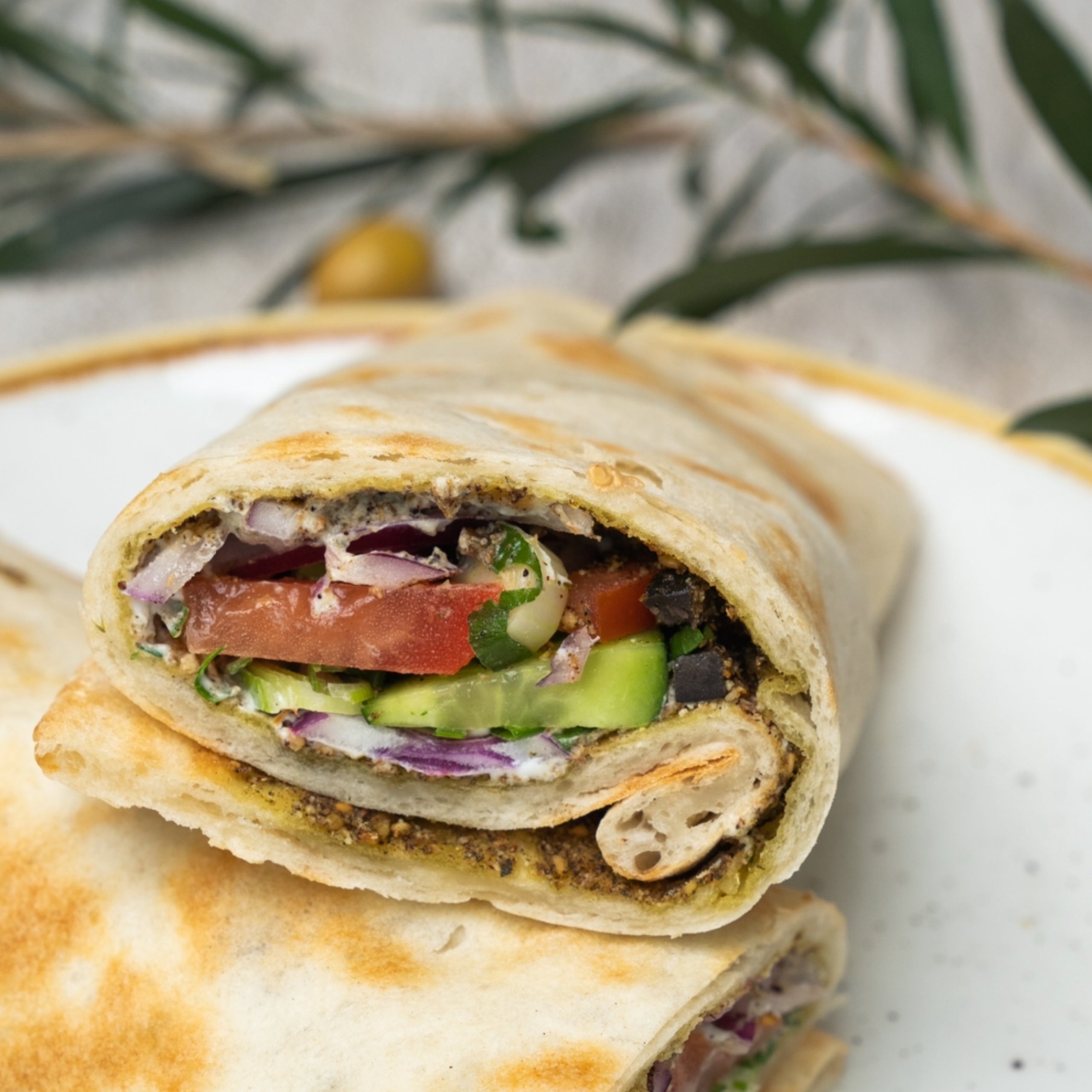 ZAATAR LABNEH VEG WRAP | Zeitoun Bakery